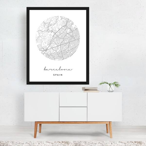 Barcelona Spain Barcelona Circle Map Maps Urban Art Print/Poster - Bed ...