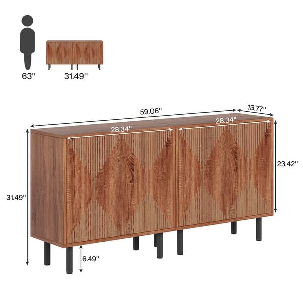 58 Inches Sideboard Buffet Cabinet with Doors Freestanding Storage ...