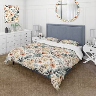 Designart "Botanical Flowers Rustic Charm I" Floral bedding covert set ...