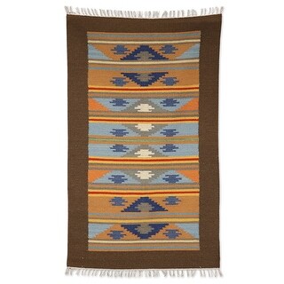 Novica Handmade Geometric Paths Wool Area Rug (3X5) - 2'3" x 12' Runner ...