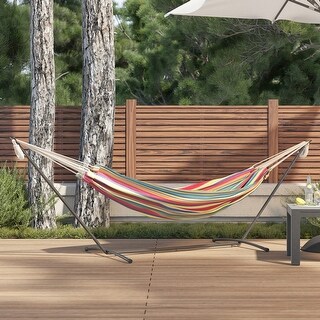 Belleze 10ft Double Hammock Stand with Carrying Case Kit, (Tropical ...