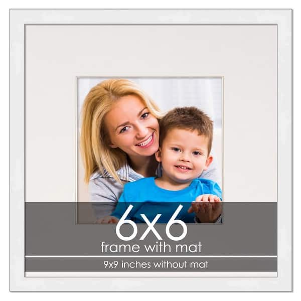 6x6 Frame with Mat - White 9x9 Frame Wood Made to Display Print or ...