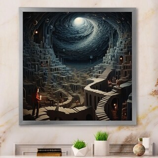 Designart "Unravelling The Blue Labyrinth Mystery I" Abstract Landscape ...