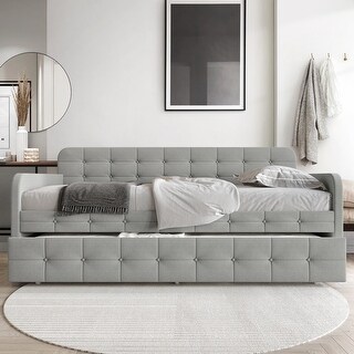 CraftPorch Classic Button-Tufted Twin Size Upholstered Daybed With ...