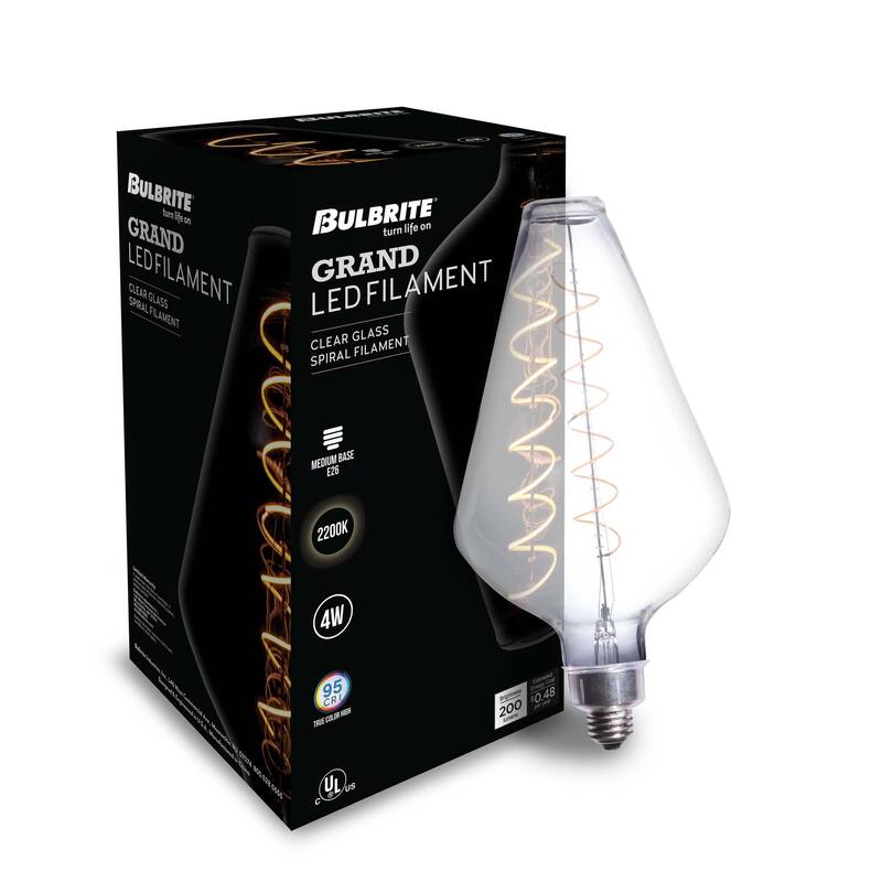 Bulbrite 4 Watt Grand Filaments Medium Dimmable (E26) LED Bulb - 200 ...
