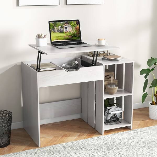 Lift Top Computer Desk Standing Desk with Hidden Compartments - Bed ...