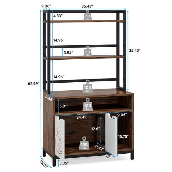 5-Tier Kitchen Bakers Rack with Cabinet and Hutch - Bed Bath & Beyond ...