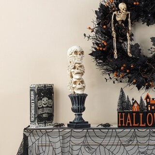 Glitzhome 18''H Halloween Resin Stacked Skull Table Decor - Bed Bath ...