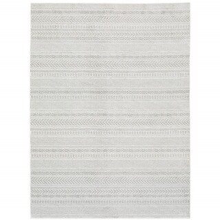 HomeRoots 8' X 11' White And Grey Geometric Power Loom Stain Resistant ...
