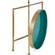 Foldable Round Accent Table, 18.25" x 18.25" x 22", Teal & Gold, Modern ...
