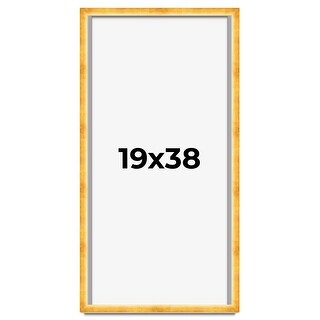 19x38 Shadow Box Frame Gold | 1.625 Inches Deep Real Wood Traditional ...