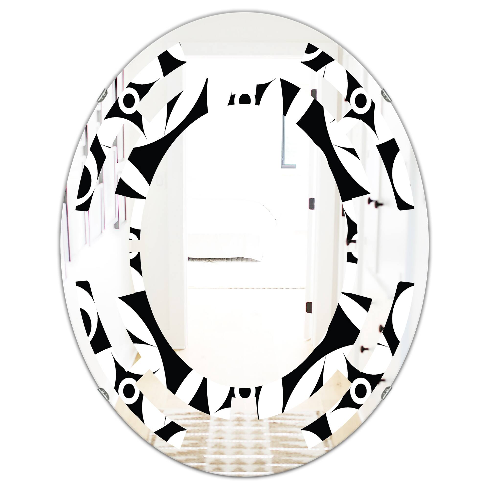 Designart Monochrome Geometric Pattern Vii Printed Modern Round Or