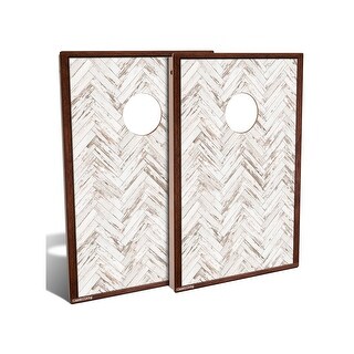 Country Living Rustic White Chevron Tailgate Cornhole Board Set ...