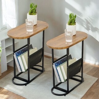 2Pcs Oval Small Side Tables Living Room Small Space With Magazines ...
