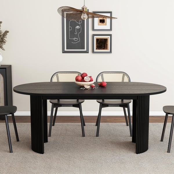 black dining table oval