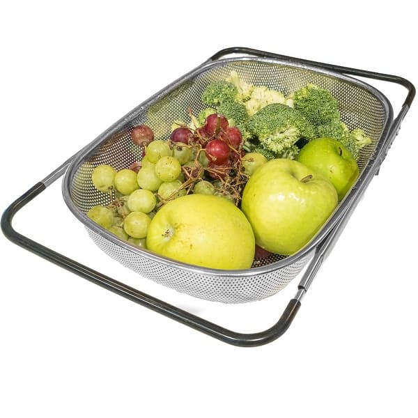 Stainless Steel Colander Expandable Strainer Fine Mesh Basket - 6 Quart ...