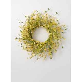 Sullivans Artificial Yellow Wispy Wreath 26"W Green - On Sale - Bed ...