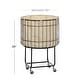 Black Metal Deep Set Wire Basket Storage Cart with Wheels and Fabric ...