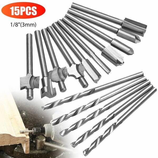 15 Pcs 1/8" Router Drill Bits Set for Dremel Rotary Tool - Bed Bath ...