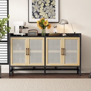 60-Inch Rustic Sideboard with Adjustable Shelves, Cable Management, and ...
