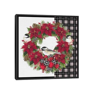 iCanvas "Chickadee Christmas Red V - Wreath" by Tara Reed Framed - Bed ...