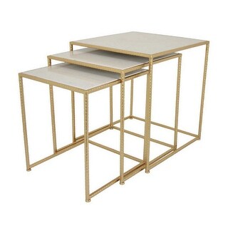 Set of 3, Nesting Plant Stand Table with Open Metal Gold Frame - 20L x ...
