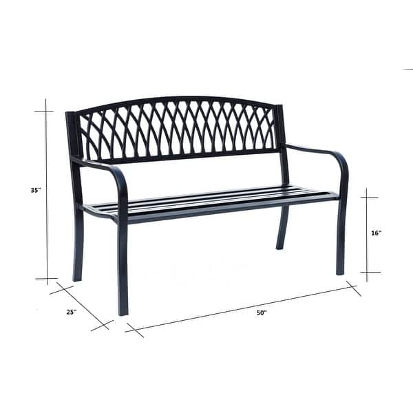 Classic Black - Steel and Cast Iron Garden Bench for Outdoor Serenity ...
