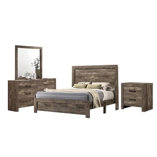 Faux Wood Veneer Queen Bedroom Set in Natural Tone - Bed Bath & Beyond ...