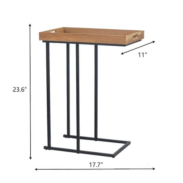 Adeco Side Table Metal Frame End Table with Wood Tray - Bed Bath ...