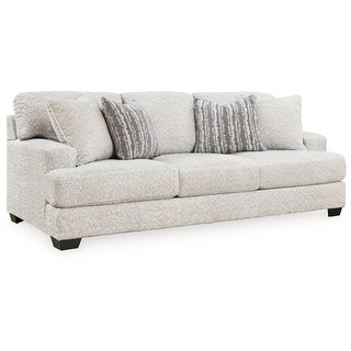Emma 95 Inch Sofa with 4 Accent Pillows, Oversized, Soft Gray Polyester ...