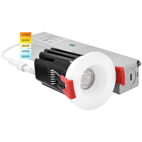 Luxrite 1 Inch LED Recessed Lighting with Junction Box 7W 5 Color ...