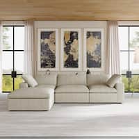 L-shape Linen Upholstered Sofa Multiple Cushions Sectional Couch - On ...