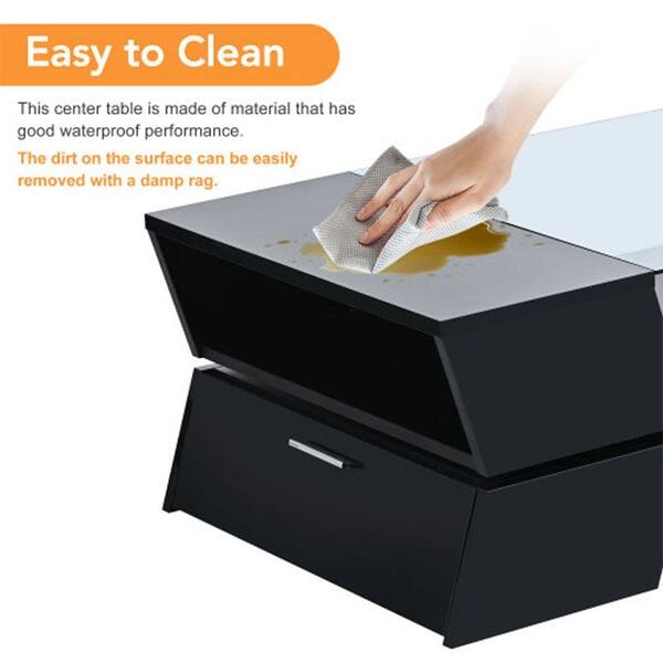 Black coffee table particle board center living room table cocktail ...