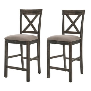 Counter Height Stools with Cross Back ,Wood Square Leg Set of 2 - Bed ...