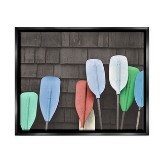 Stupell Mixed Ores Against Beach Shed Boating Paddle Floater Frame ...