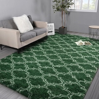 4x6 Shag Large Area Rugs, Green Modern Super Soft Carpet, - Bed Bath ...