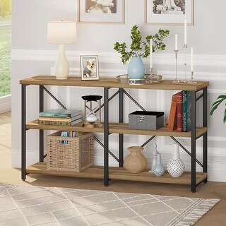 55" Rustic Console Table for Entryway, Industrial Sofa Table with ...