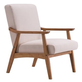 Solid Wood Retro Simple Single Sofa Chair Backrest without Buckle Beige ...