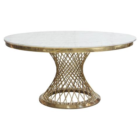Aster Gold Dining Table - 30"H x 59"Ø - Overstock - 35264604