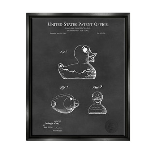 Stupell Retro Duck Toy Blueprint Framed Floater Canvas Wall Art, Design ...