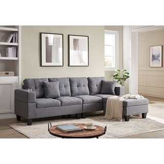 Modern Selctional Sofa L Shape Chaise Left and Right Interchangeable ...