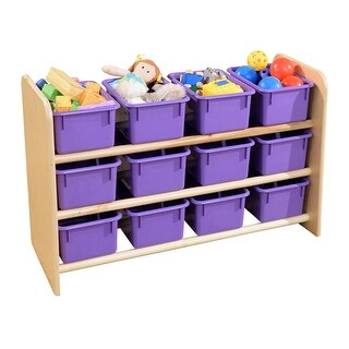 Wood Designs Sturdy 3 shelf Storage Rack with 12 Purple Pastel Color ...