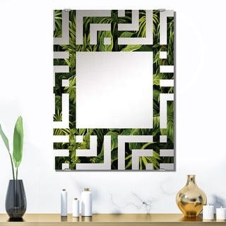 Designart "Rainforest Jungle Plants Landscape I" Jungle Mirror Green ...