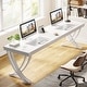 78.74" Extra Long Double Computer Desk with Unique Metal Legs for Home ...