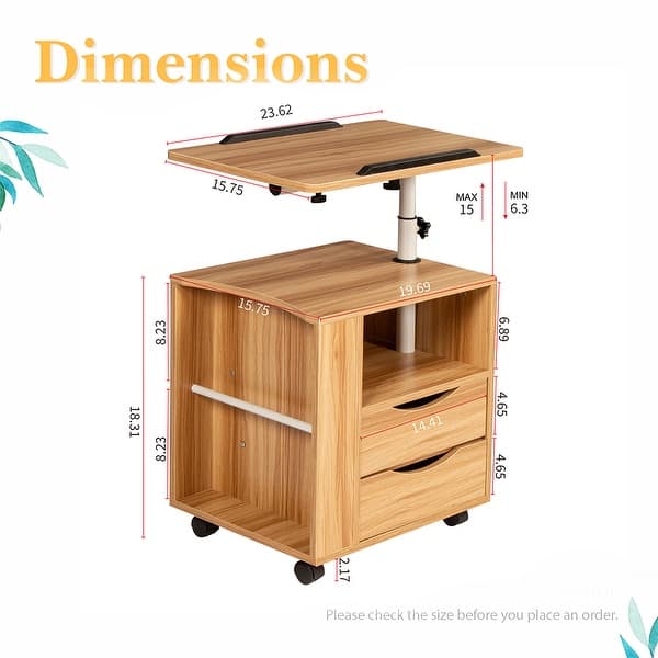 Nightstand Swivel Top Couch Laptop Desk w/ Drawers, Magazine Holder ...