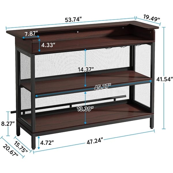 Industrial 3 Tier Home Bar Unit with Stemware Rack and Wine Storage ...