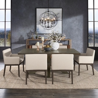 Tromso 72" Weathered Wood Finish Table with Cross Base 7-Piece Dining ...