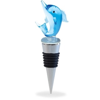 Cheers Dolphin Glass Wine Stopper - Elegant Vacuum Seal Reusable - 1 ...