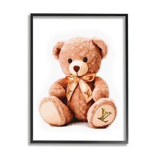 Stupell Glam Brand Teddy Bear Framed Giclee Art Design by Amanda ...