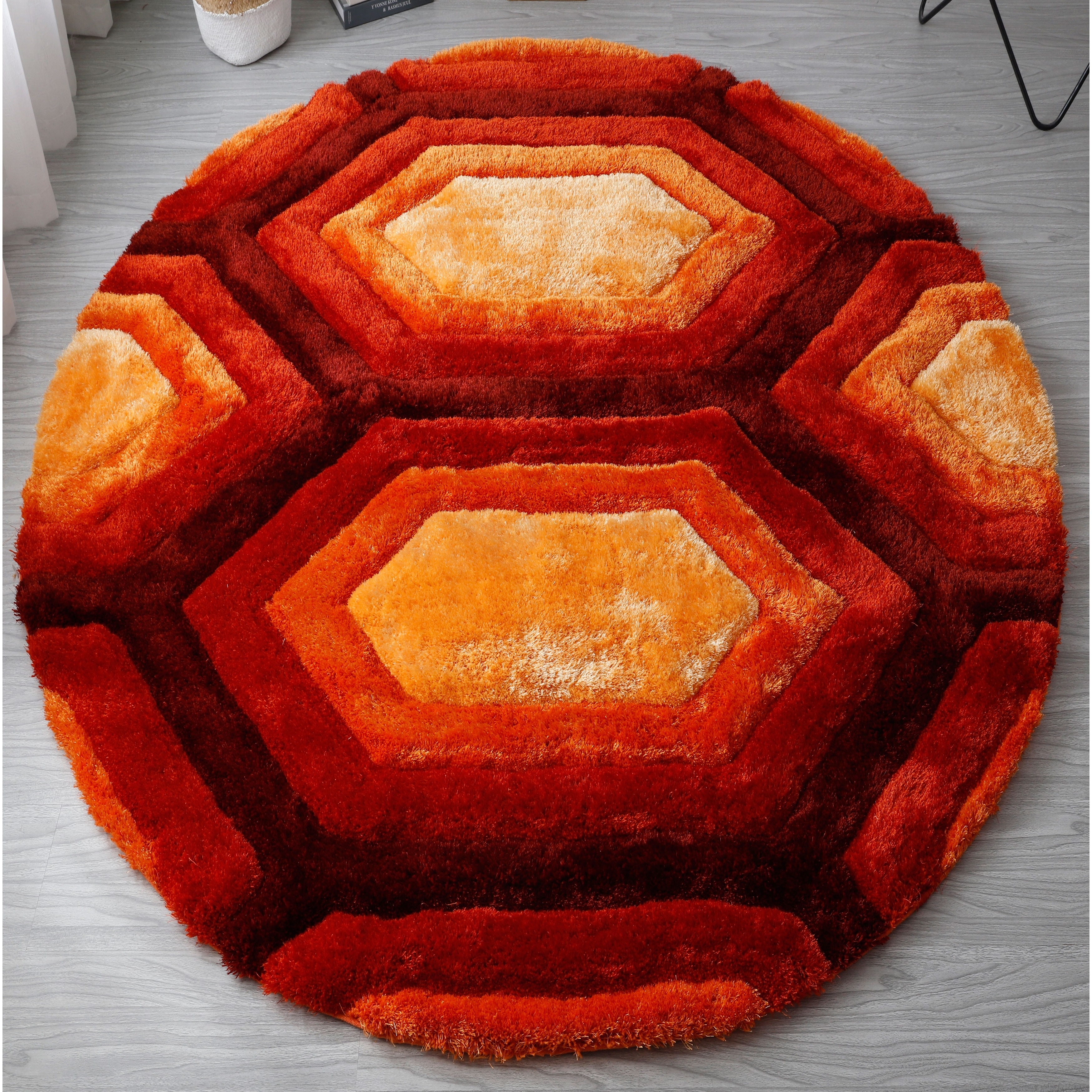 red orange patterned rug